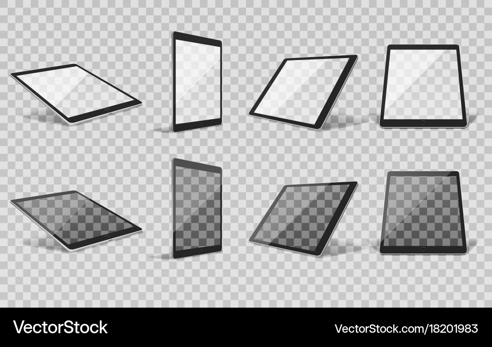 Tablet realistic transparent set Royalty Free Vector Image