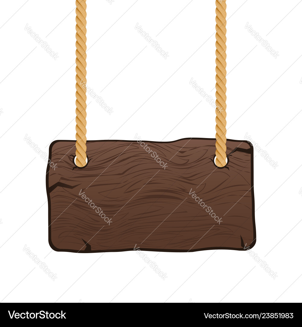 Wood sign with rope Royalty Free Vector Image - VectorStock