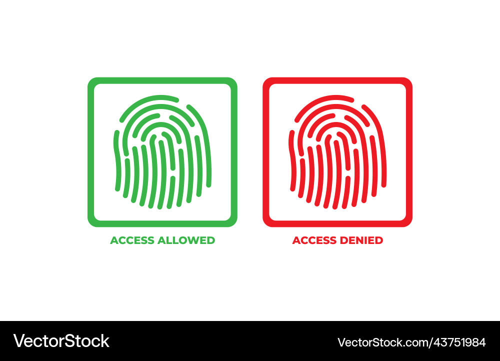 Affirmative and denied access fingerprint symbol Vector Image