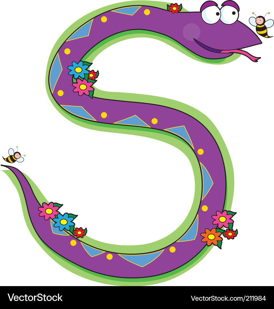 Animal alphabet snake Royalty Free Vector Image