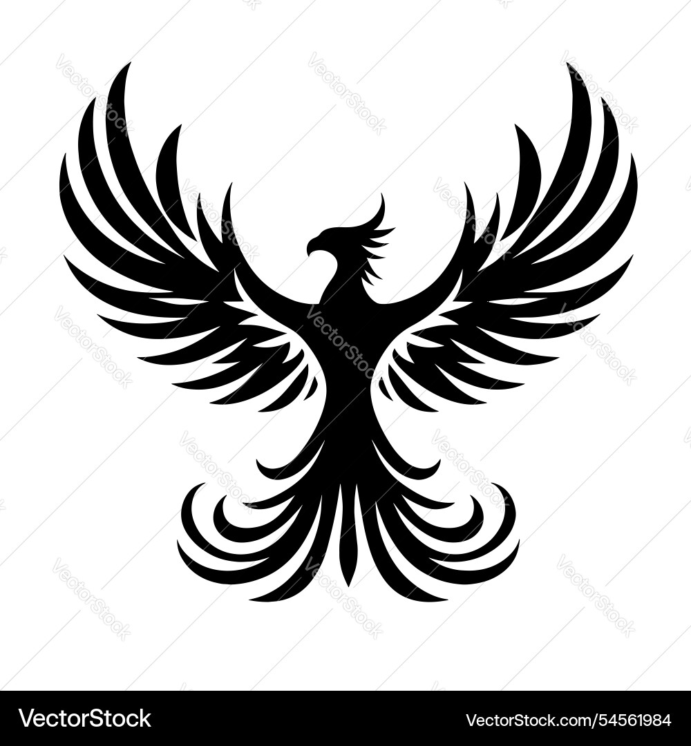 Black stylized phoenix silhouette Royalty Free Vector Image