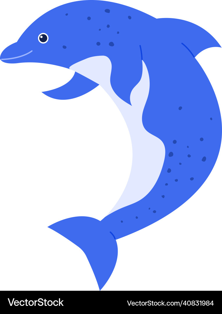 Blue cute dolphin cartoon isolated on white Vector Image