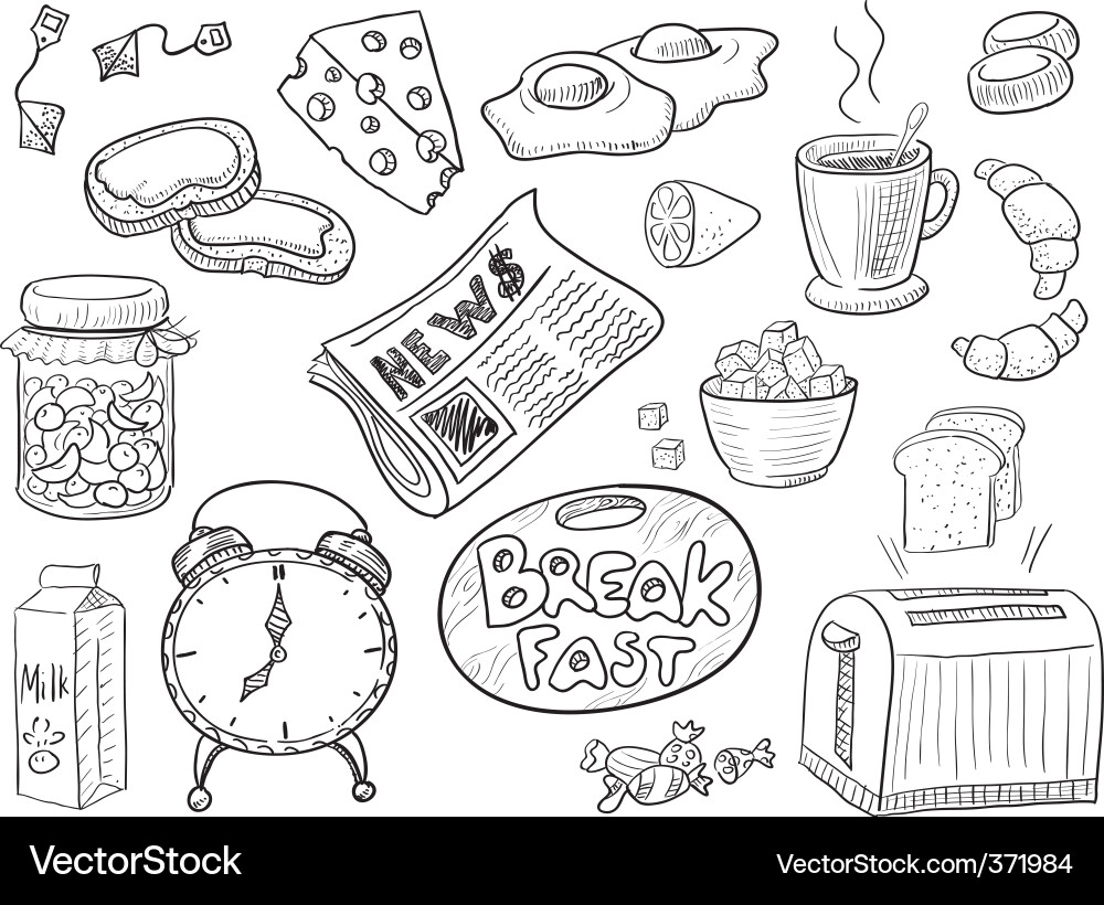 Breakfast Doodle Royalty Free Vector Image - VectorStock