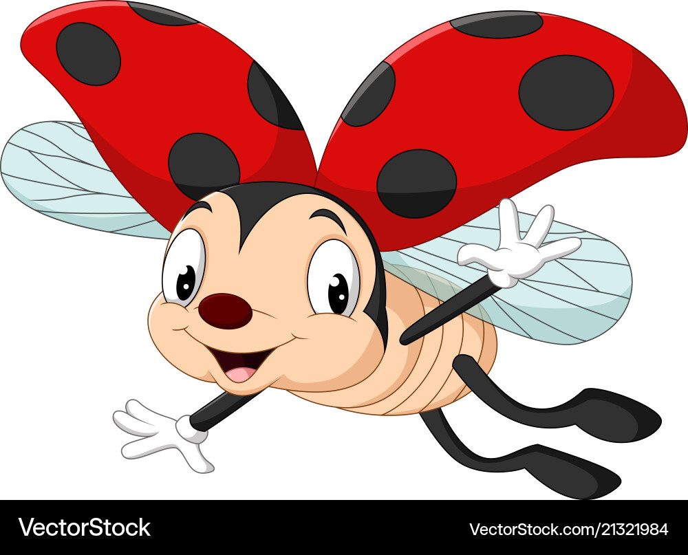 Cartoon ladybug flying Royalty Free Vector Image