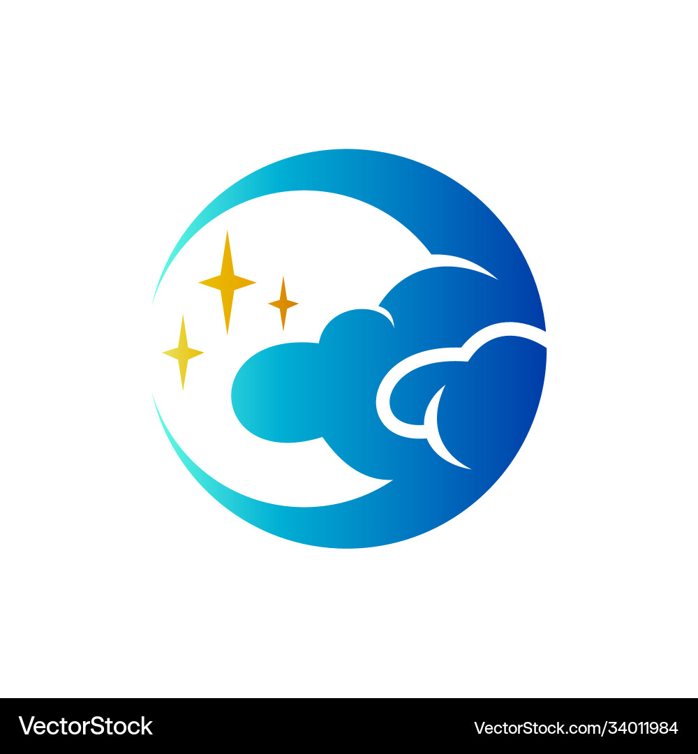 Celestial Moon Cloud Logo Royalty Free Vector Image