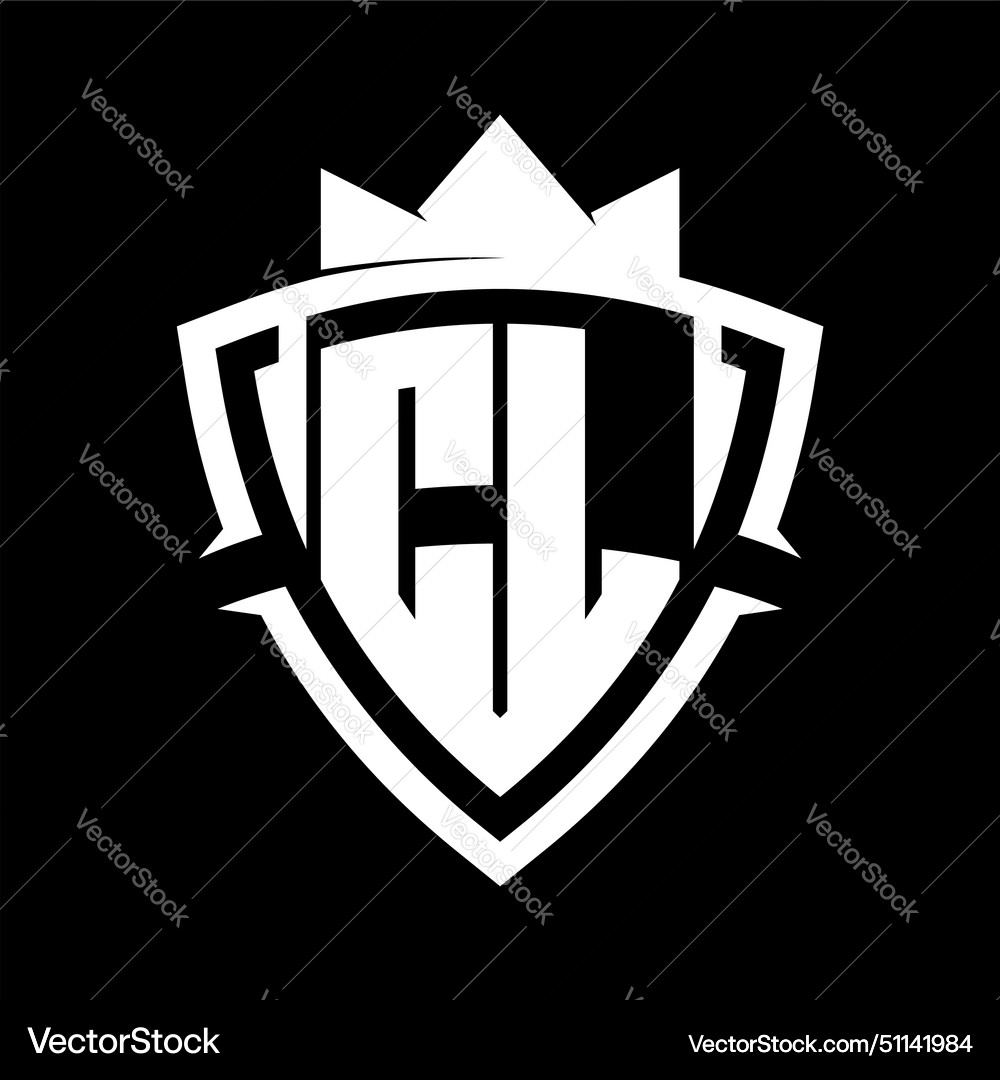 Cl letter monogram with triangle curve shield Vector Image