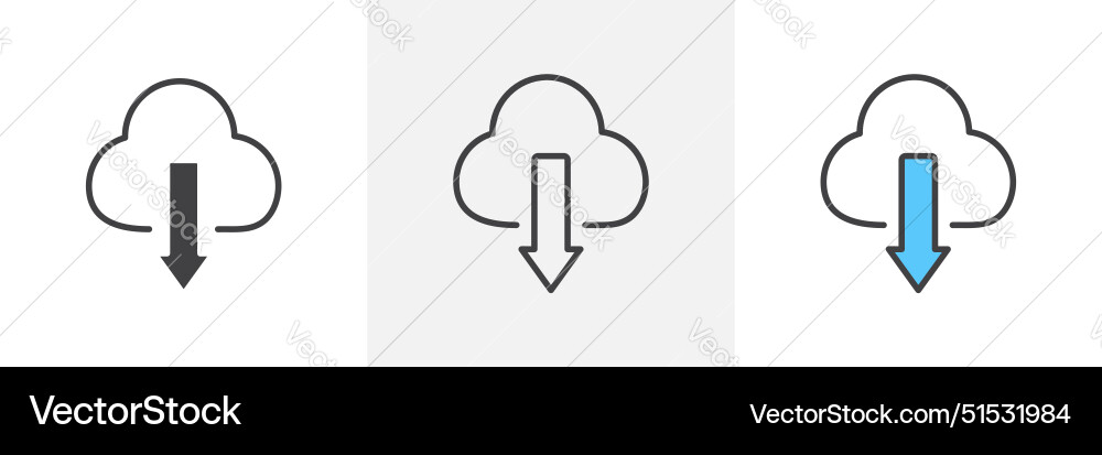 Cloud download icon set digital symbol Royalty Free Vector