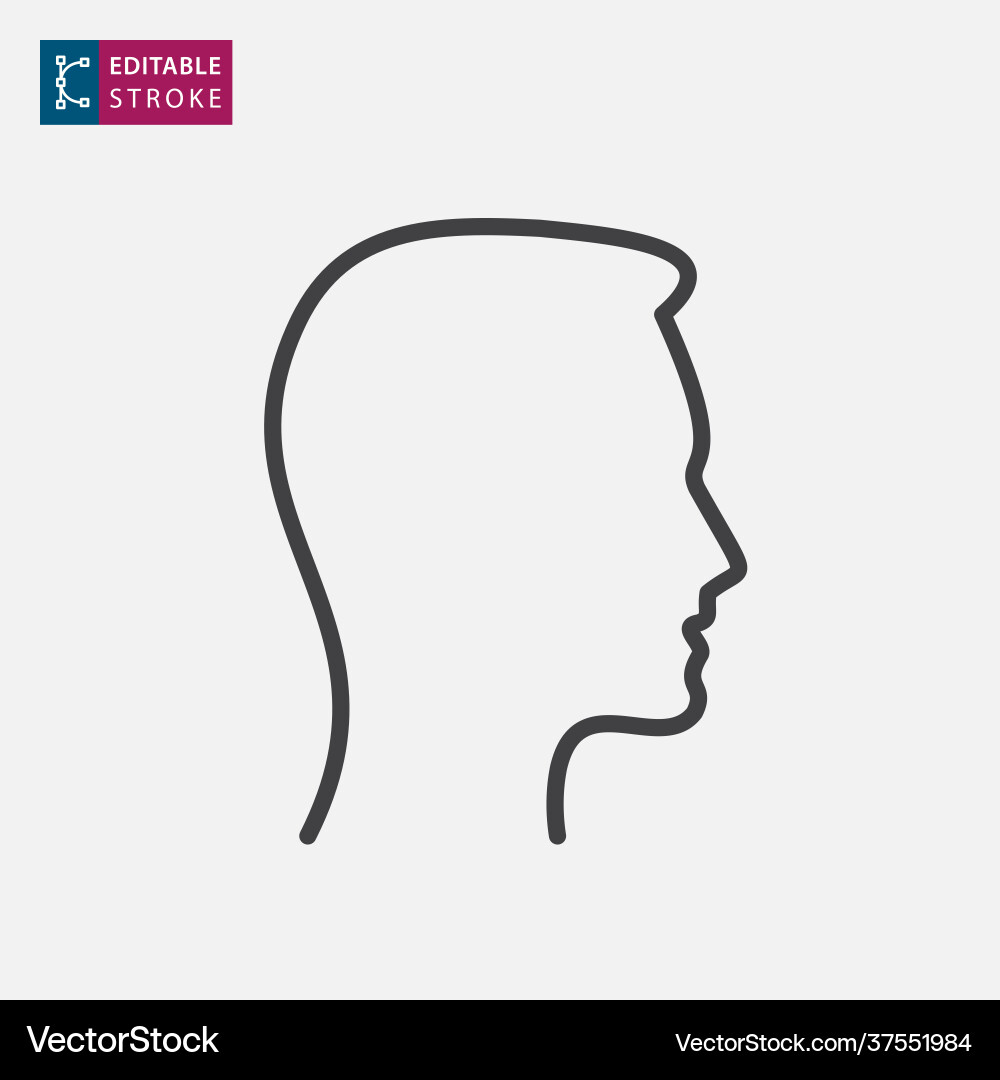 Face profile line icon on white background Vector Image