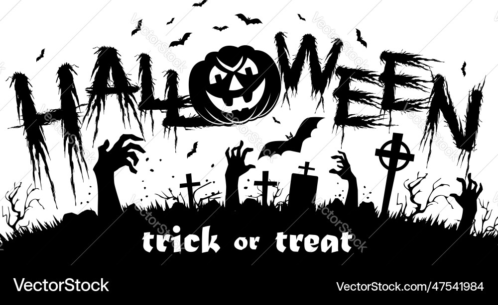 Halloween black and white poster Royalty Free Vector Image