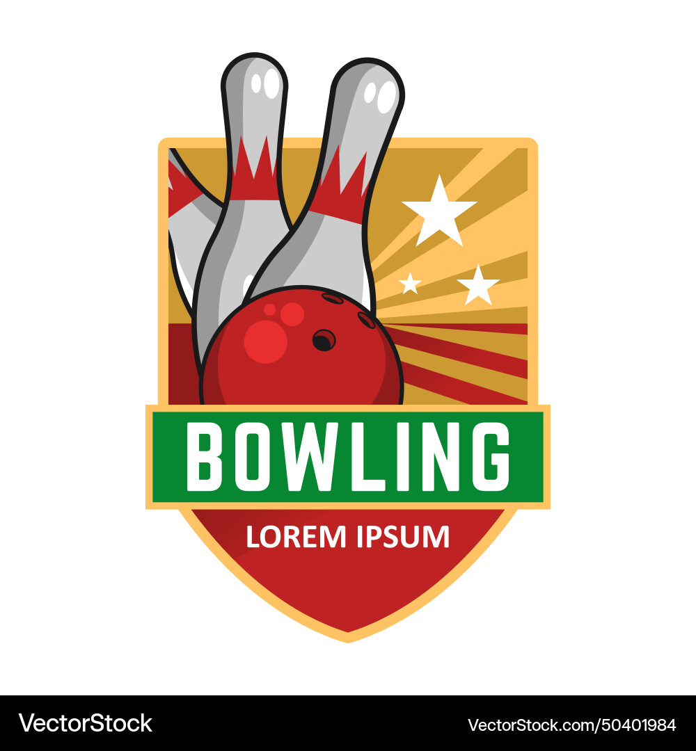 Interactive bowling badge Royalty Free Vector Image