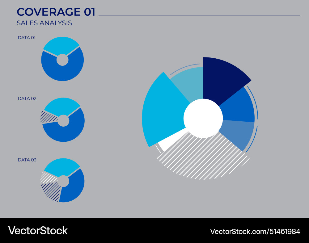 Pie data analysis charts in color elements Vector Image