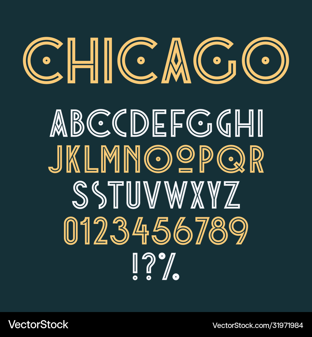 Vintage art deco retro font Royalty Free Vector Image