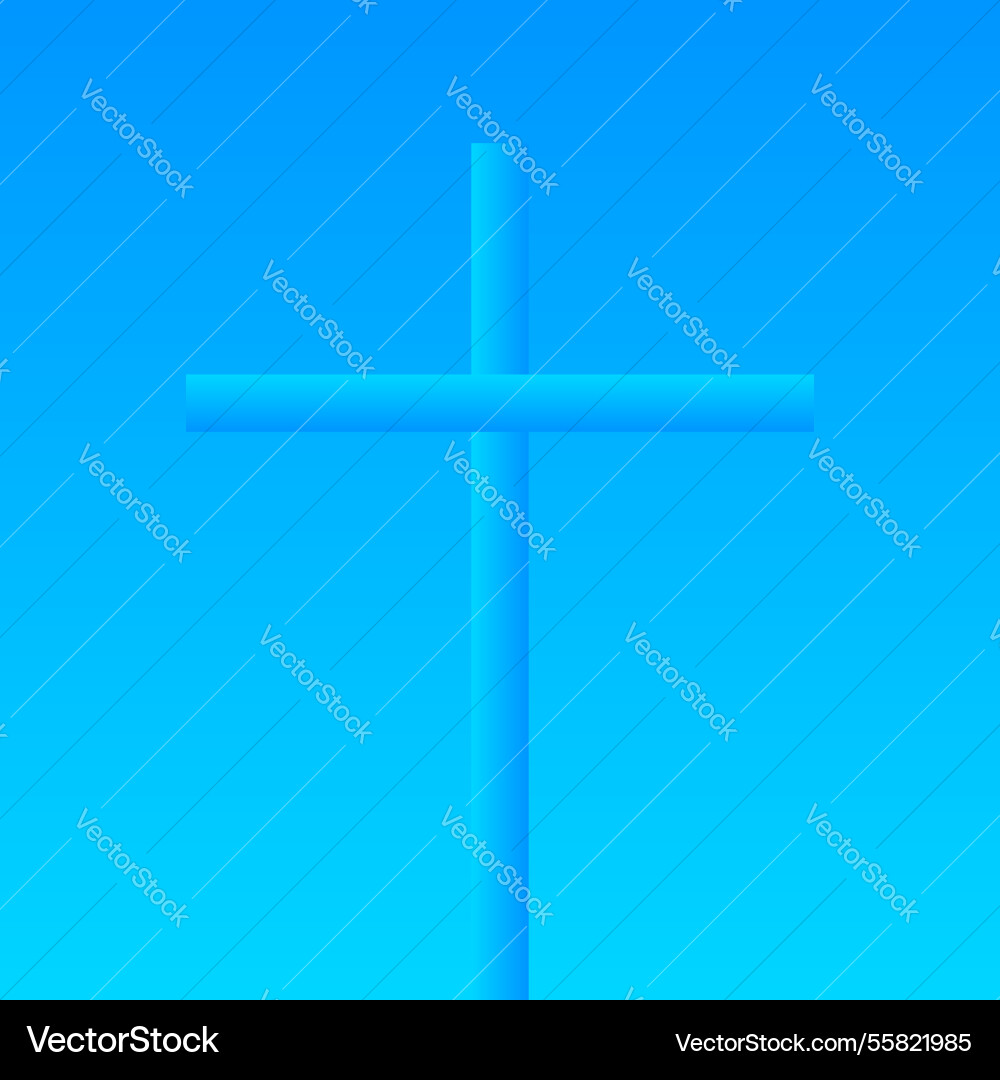 Blue Christian Cross in Sky Gradient Royalty Free Vector