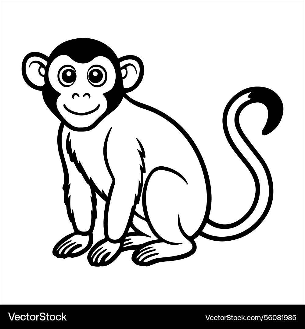 Cartoon monkey line Royalty Free Vector Image - VectorStock