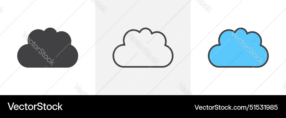 Cloud icon set sky cartoon cloud symbol in black Vector Image