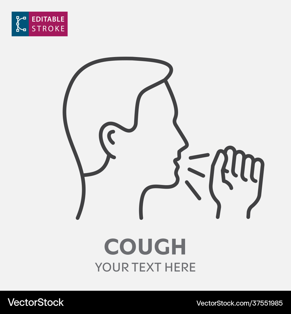Cough icon on white background editable stroke Vector Image