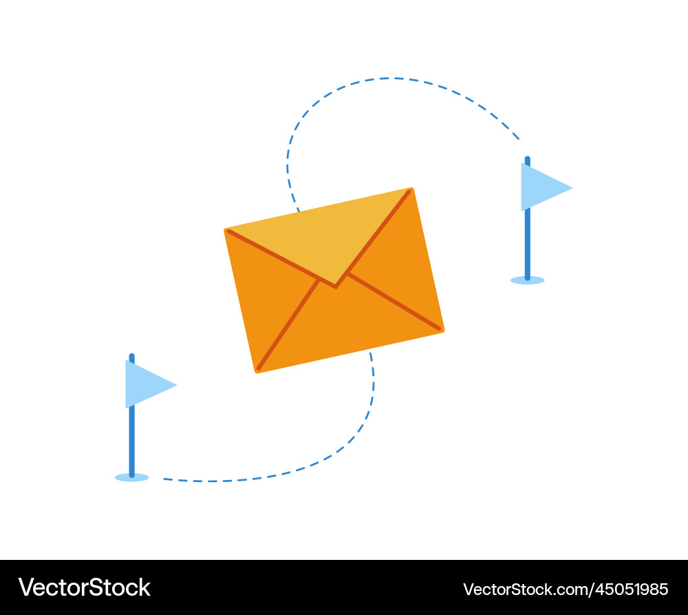 Delivery of mail from point to red Royalty Free Vector Image