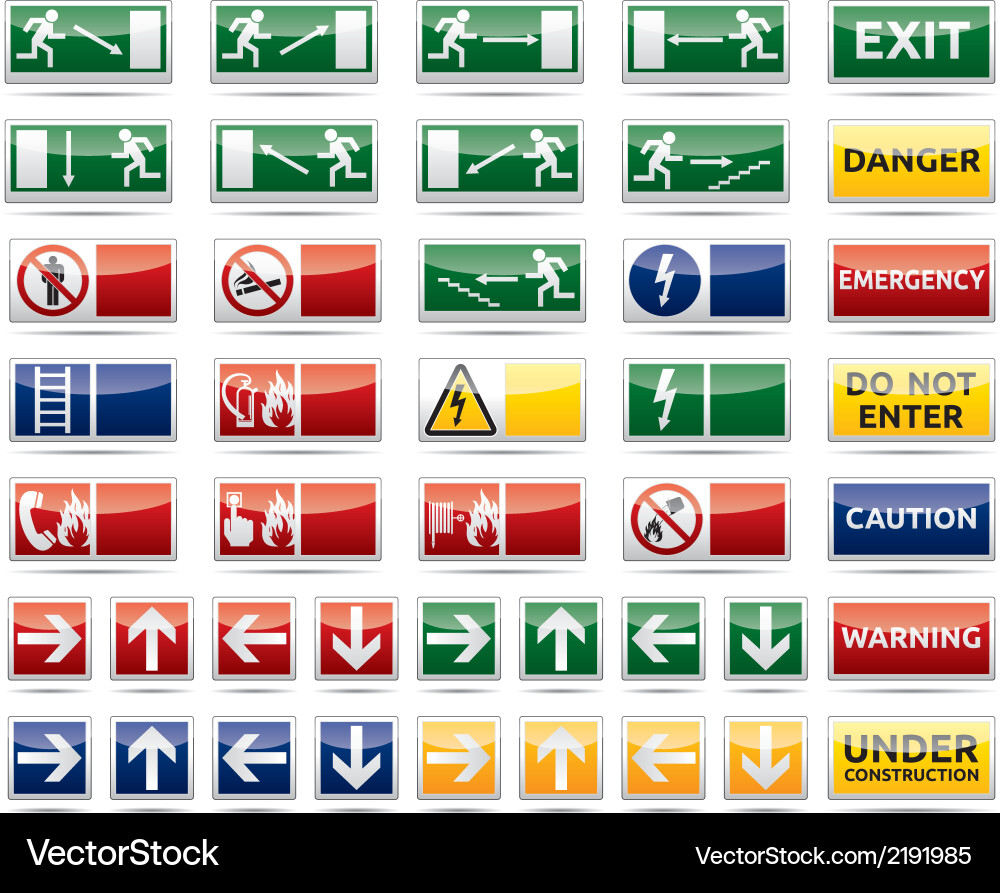Emergency Warning Signs Collection Royalty Free Vector Image