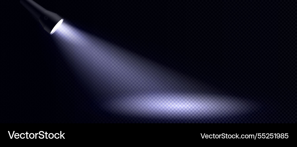 Flashlight beam effect with bright white ray Vector Image