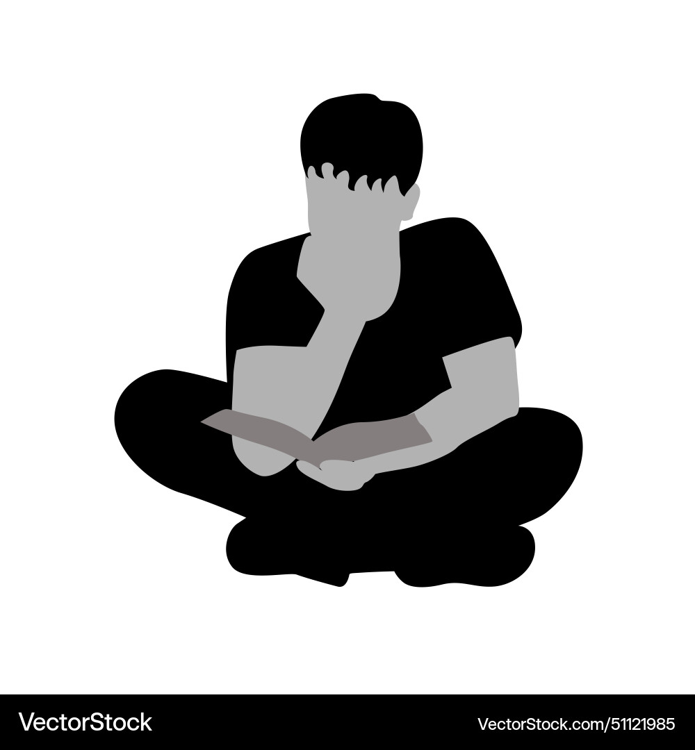 Man Reading Books Silhouette Royalty Free Vector Image