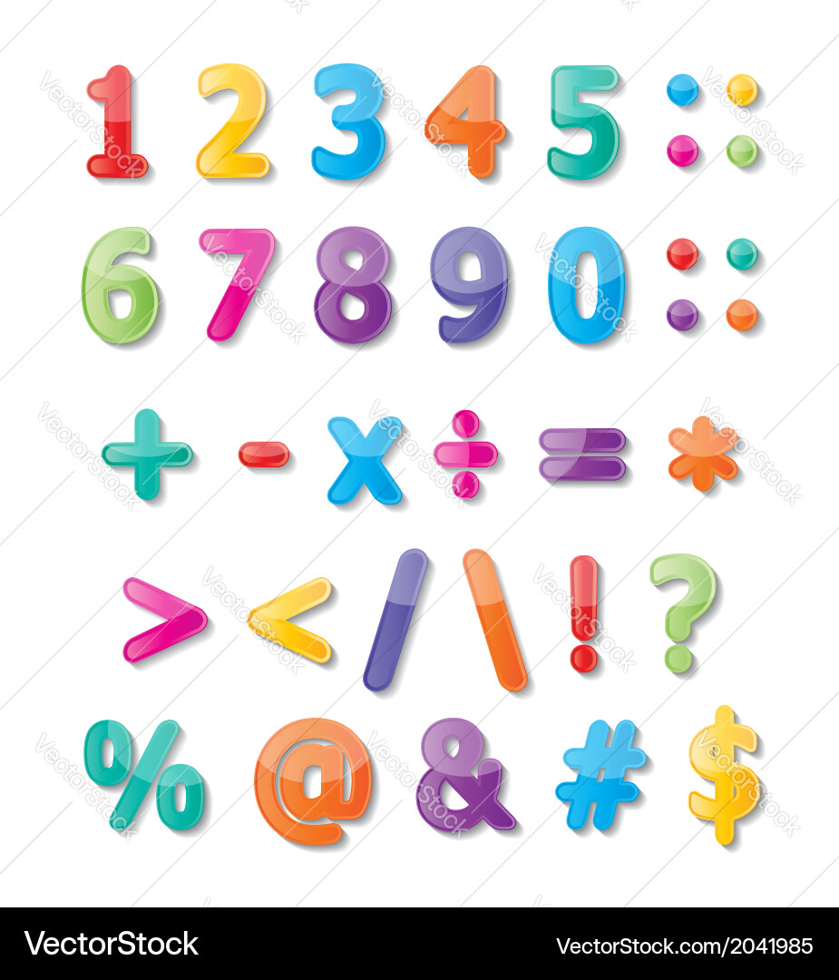 Numbers 0-9 and symbols Royalty Free Vector Image