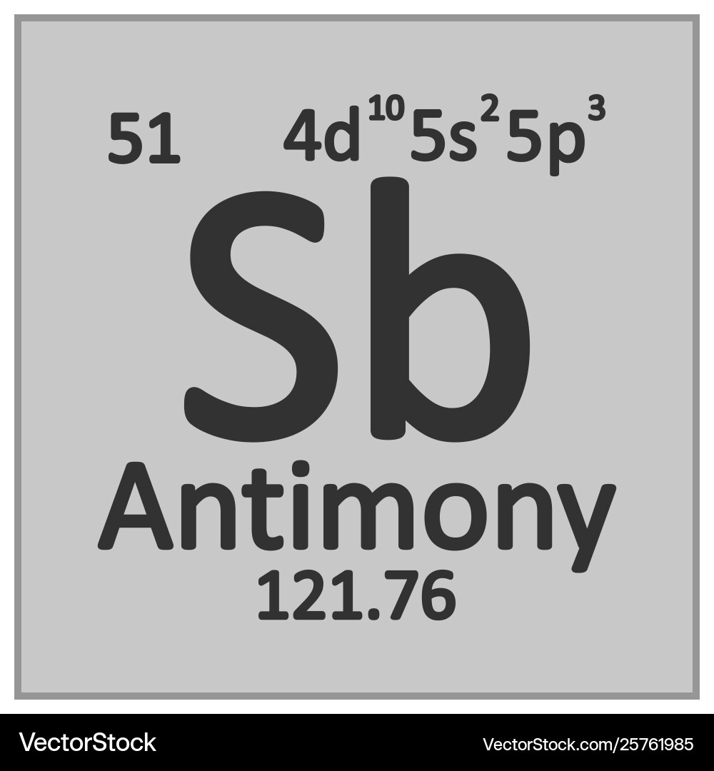Periodic table element antimony icon Royalty Free Vector