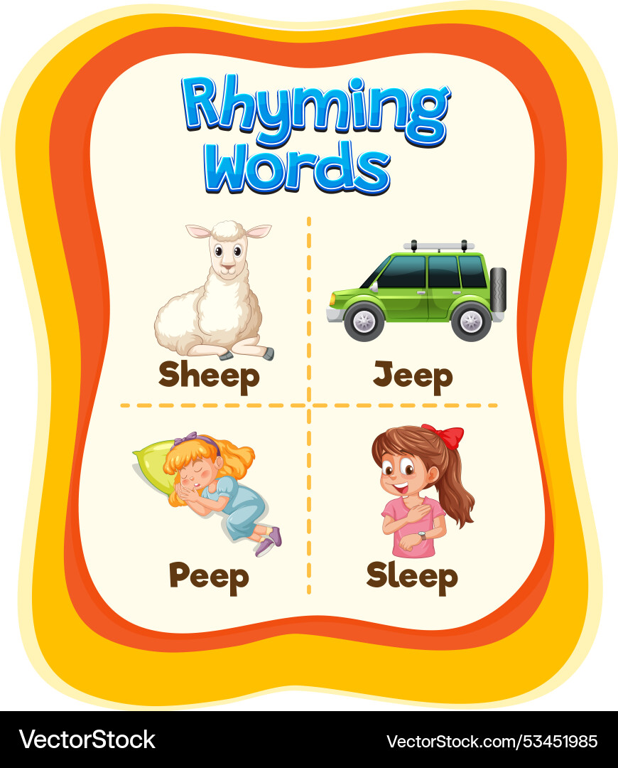 Rhyming words with images Royalty Free Vector Image