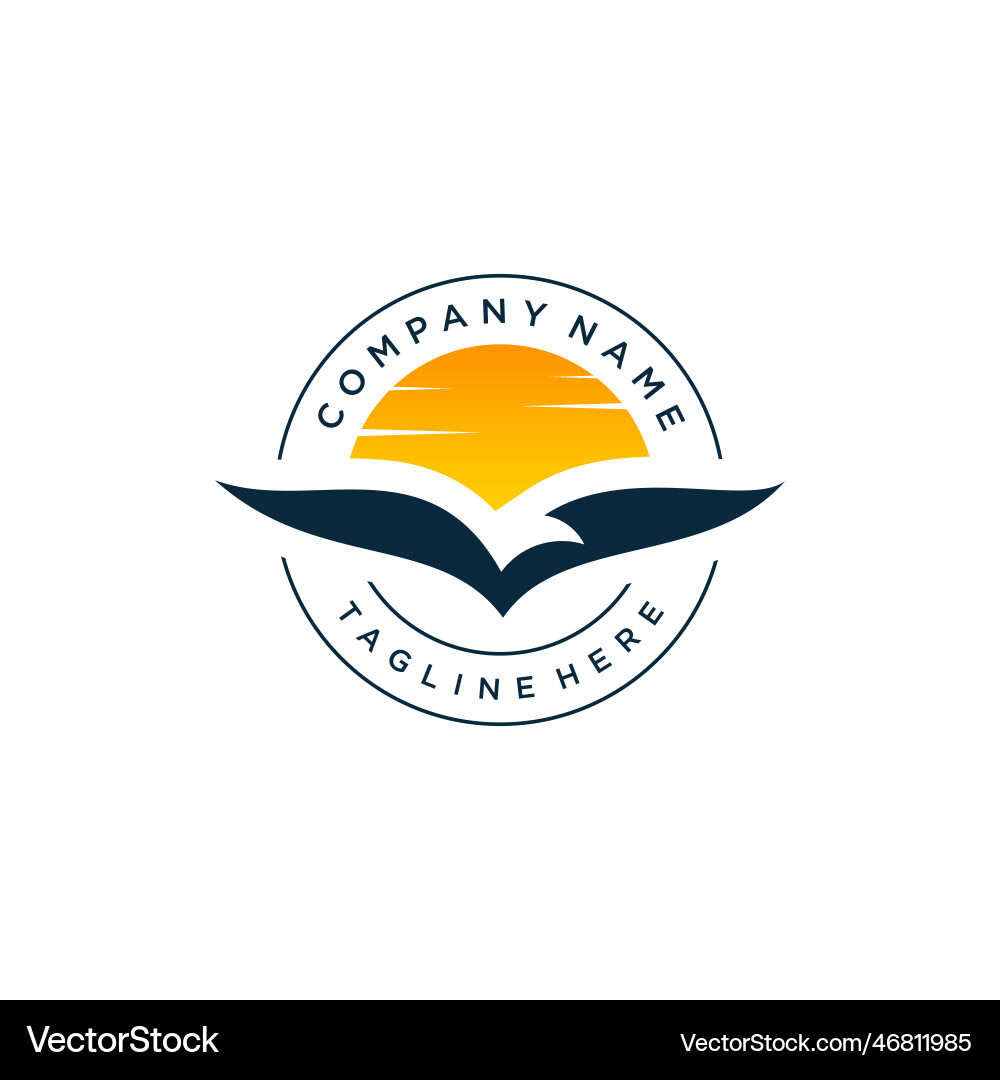 Sun bird logo design template birds fly Royalty Free Vector