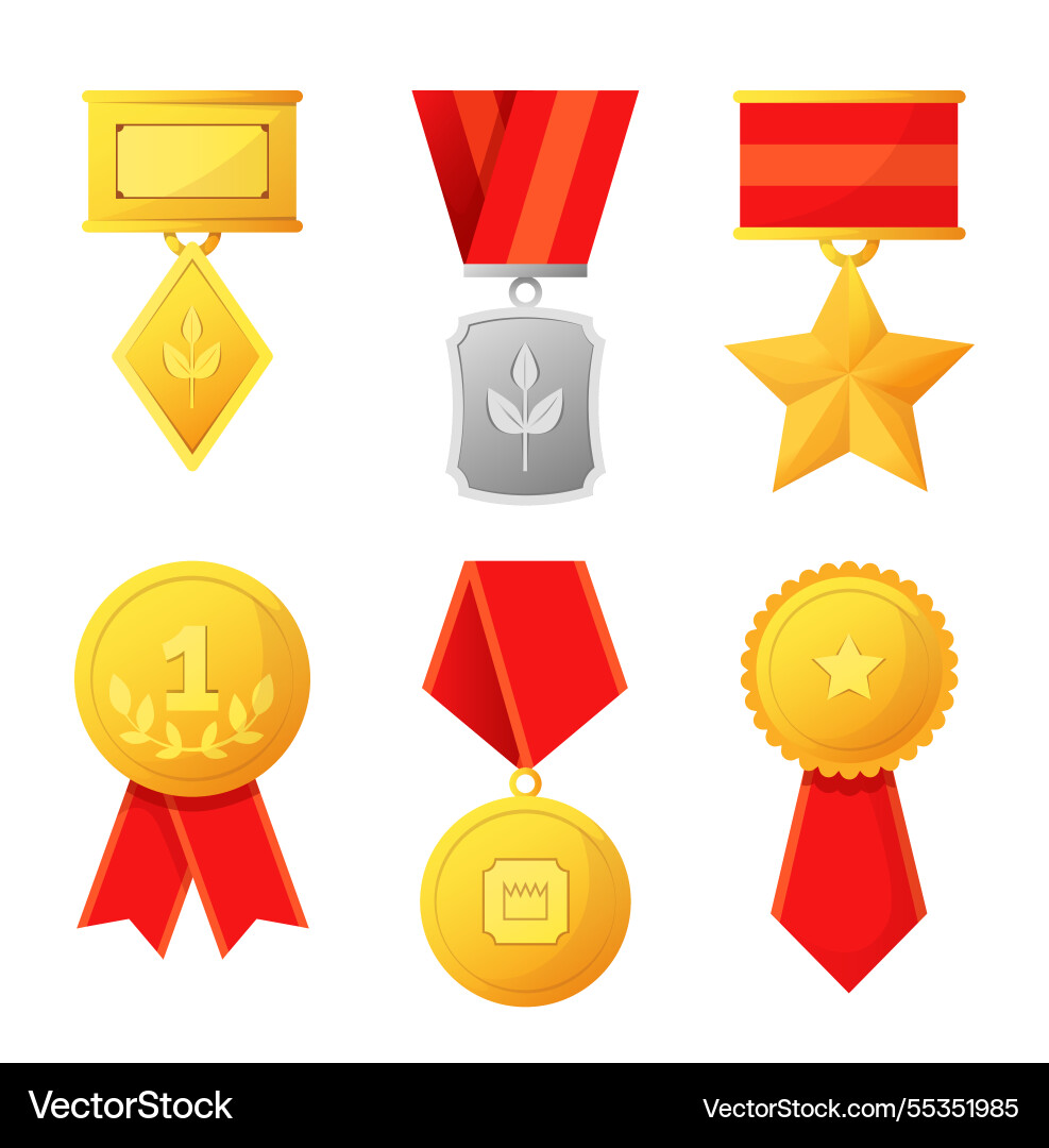 Winner medal quality guarantee sign collection Vector Image