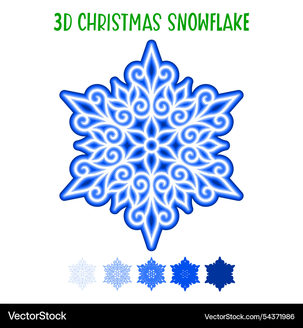 3d snowflake silhouette paper cut layered Vector Image