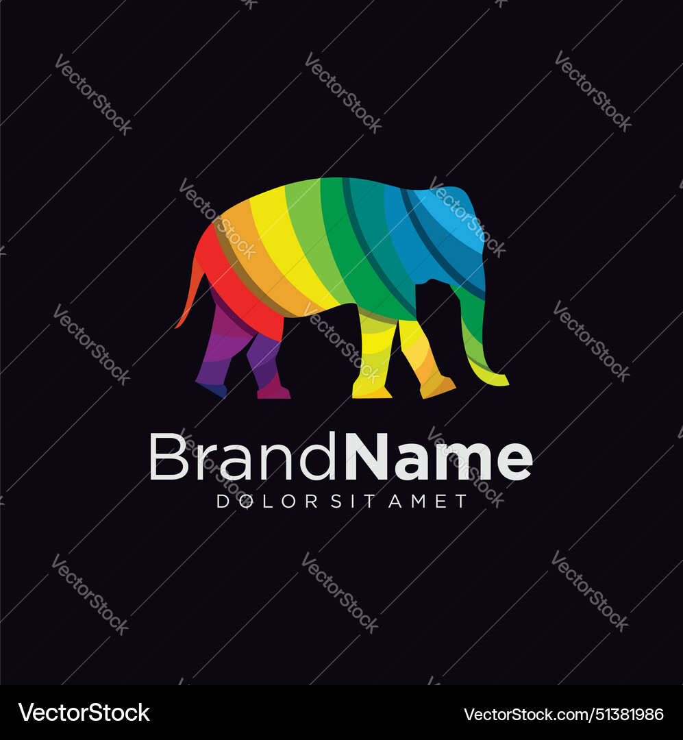 Abstract colorful gradient elephant logo wild Vector Image