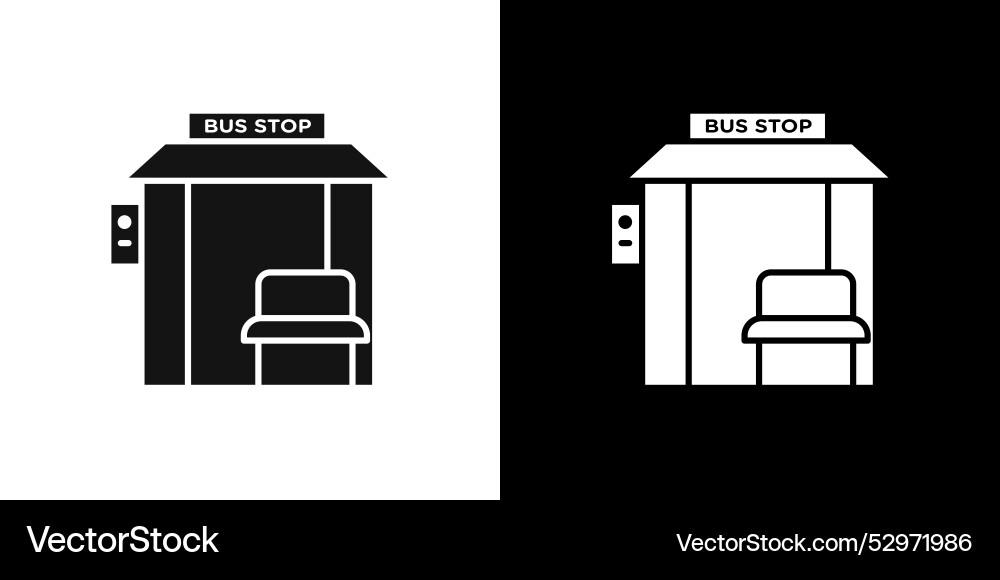 Bus stop stand icon flat line symbol set Vector Image