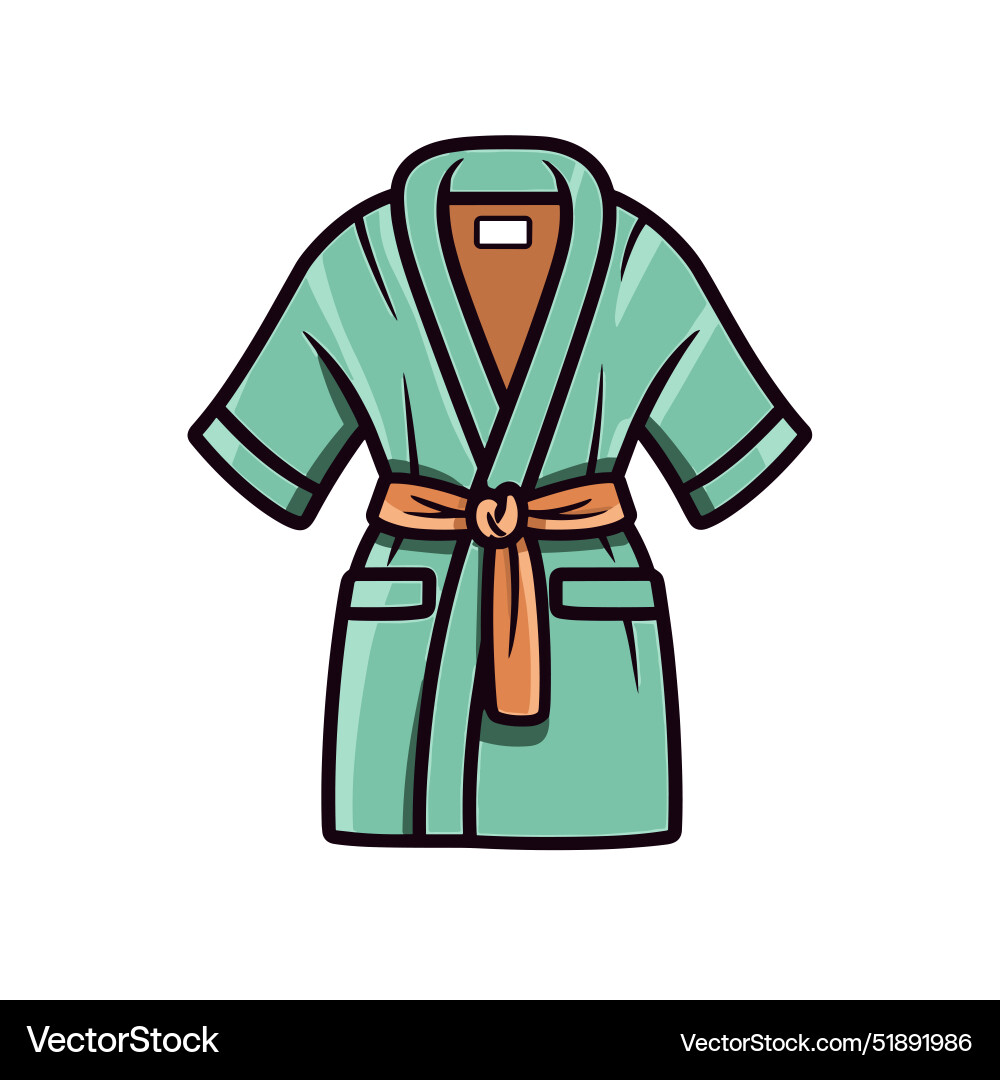Cartoon green bathrobe with orange belt Royalty Free Vector