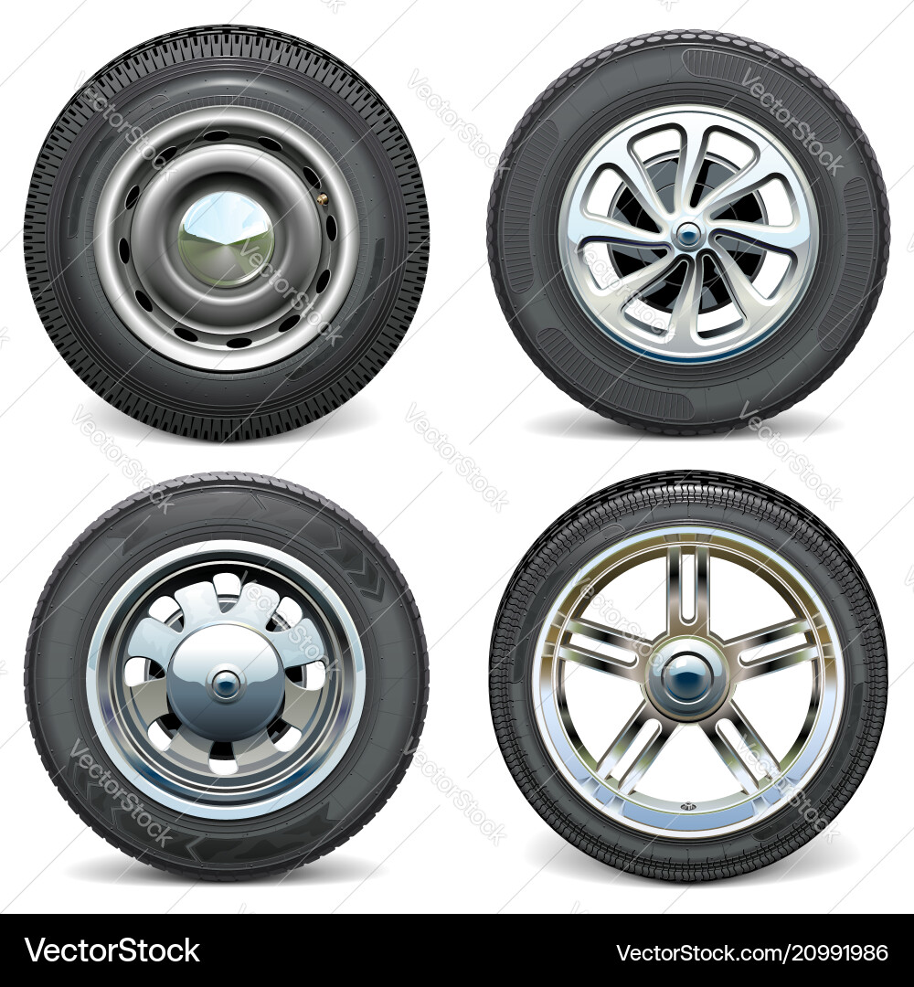 Modern & Retro Car Tires Royalty Free Vector Image