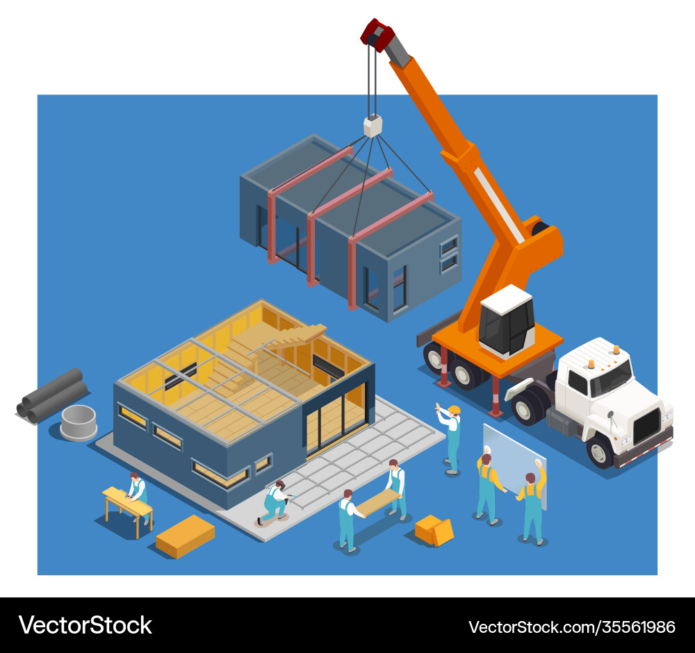 Modular truck construction composition Royalty Free Vector