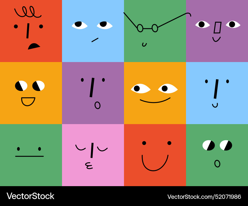 Set cartoon faces with different emotions Vector Image