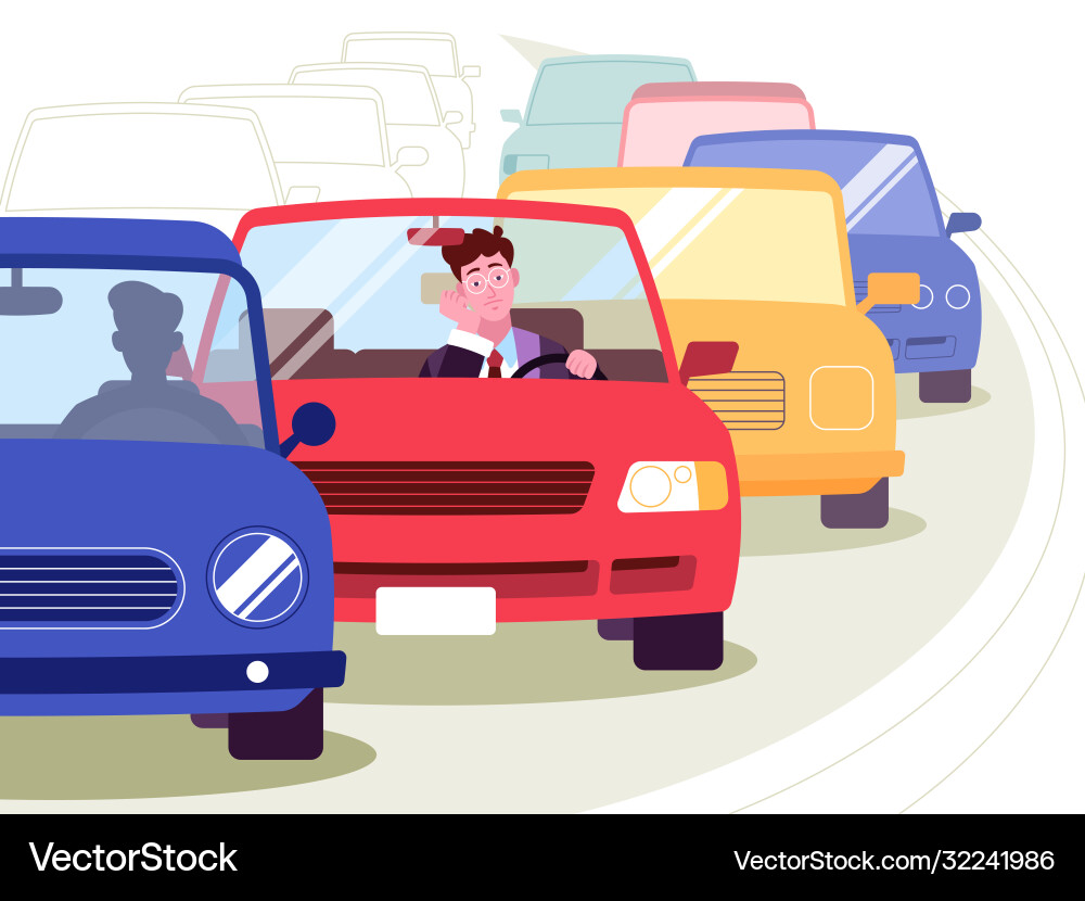 Traffic jam in city Royalty Free Vector Image - VectorStock
