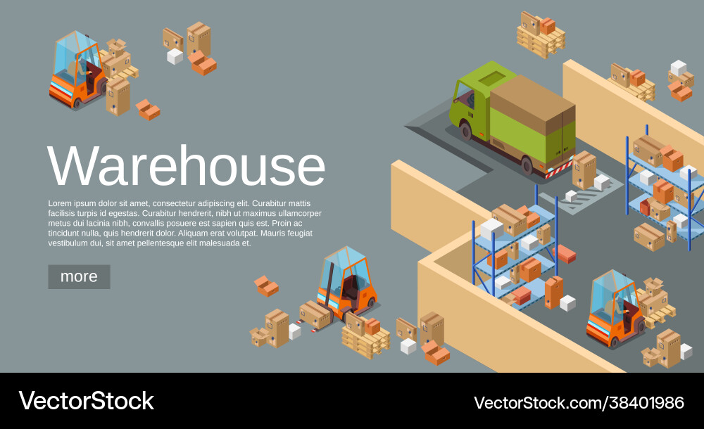 Warehouse isometric 3d modern industrial Vector Image