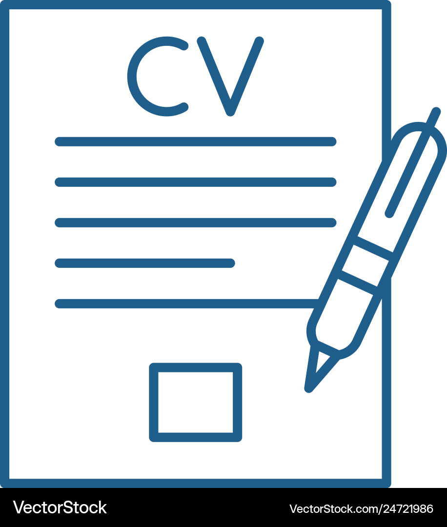 Writing a resume line icon concept Royalty Free Vector Image