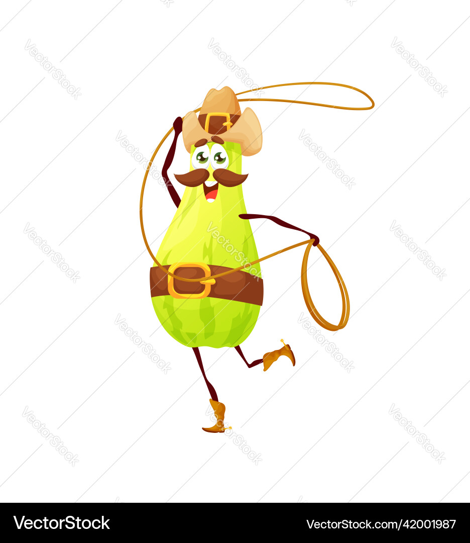 Cartoon cowboy zucchini character vegetable Vector Image