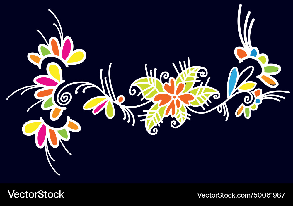 Color abstract alpona flower design Royalty Free Vector