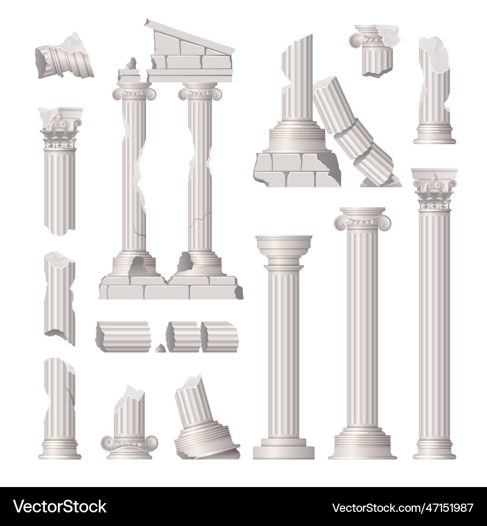 Damaged columns set Royalty Free Vector Image - VectorStock
