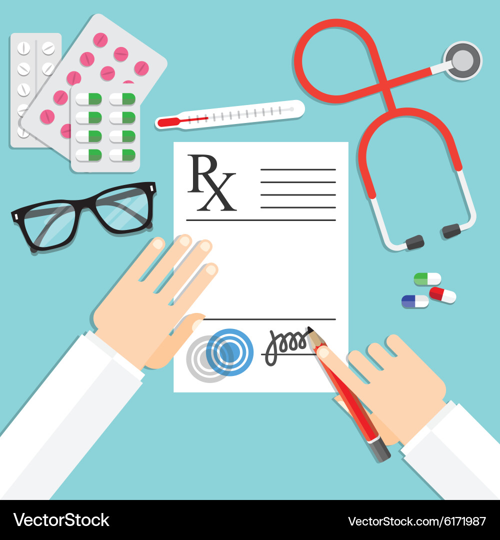 Doctor writing notes on a prescription pad Vector Image