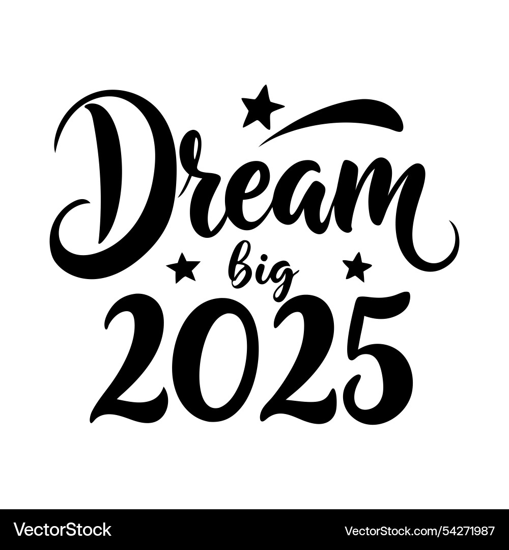 Dream big 2025 inspirational new year typography Vector Image