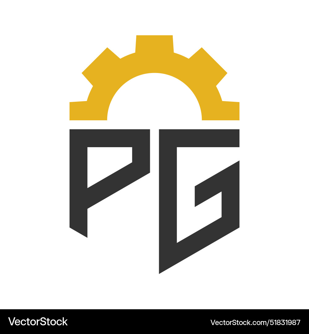 Letter pg gear logo design for service center Vector Image