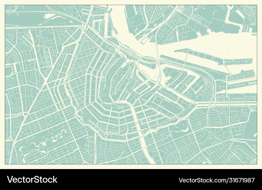 Modern amsterdam map in vintage style Royalty Free Vector