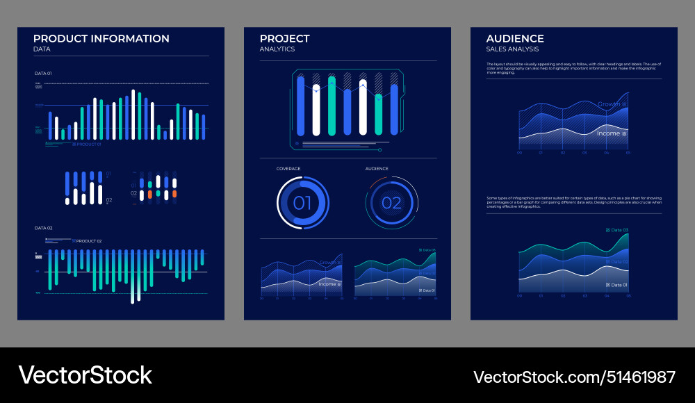 Project business analysis charts in color Vector Image