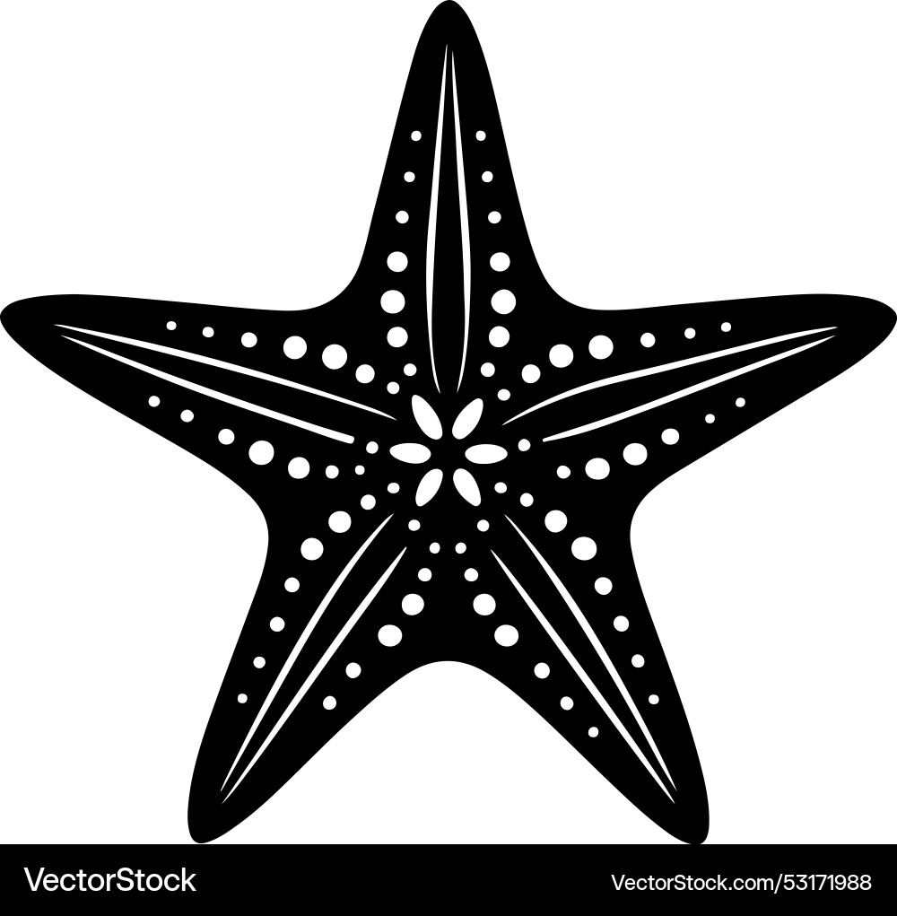 A starfish silhouette in black and white Vector Image