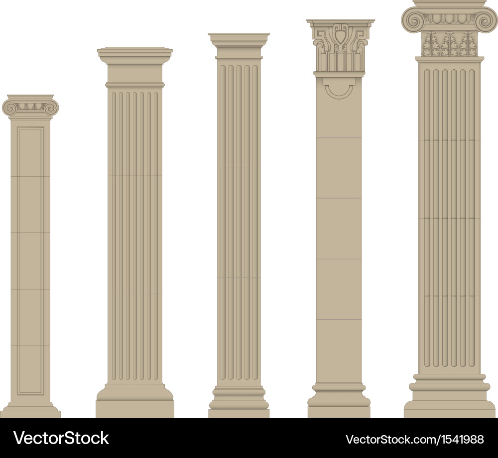 Ancient Greek Columns & Pilasters Royalty Free Vector