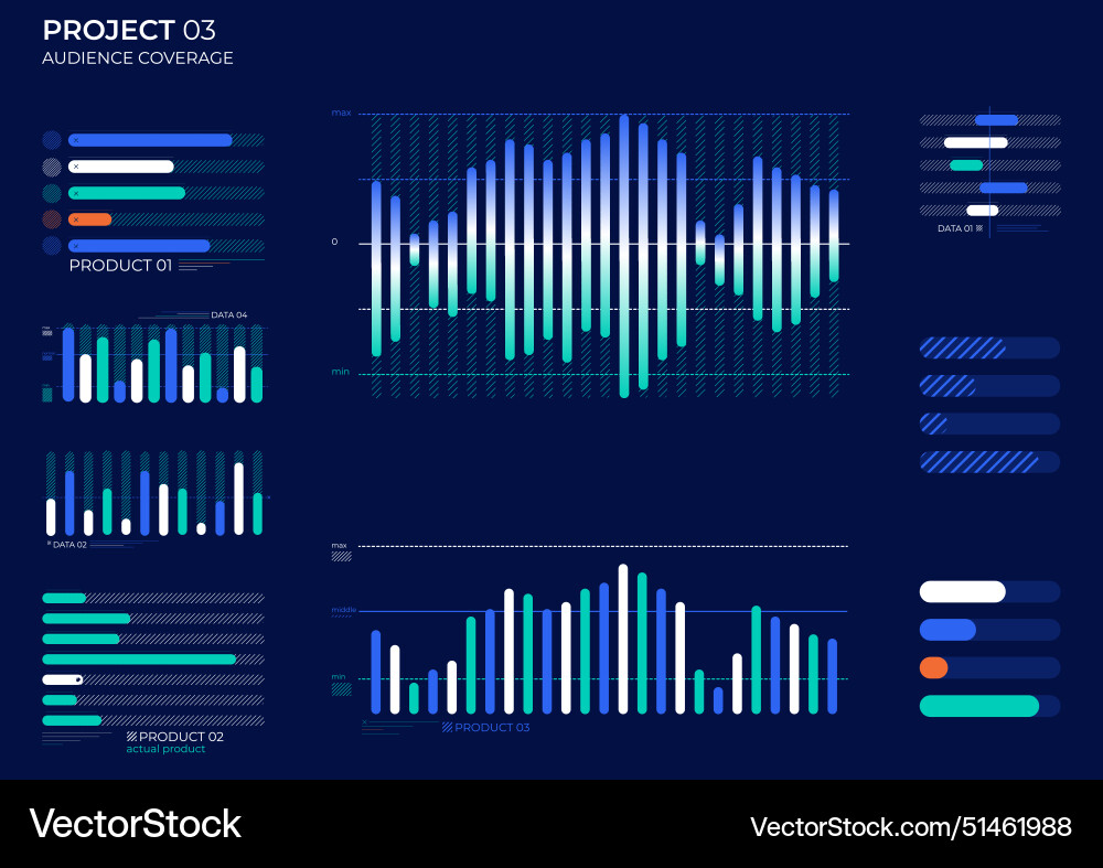 Finance elements charts in color Royalty Free Vector Image